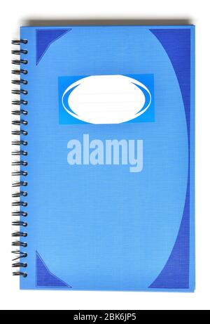 Blue rectangular notebook with name lable on cover Stock Photo - Alamy