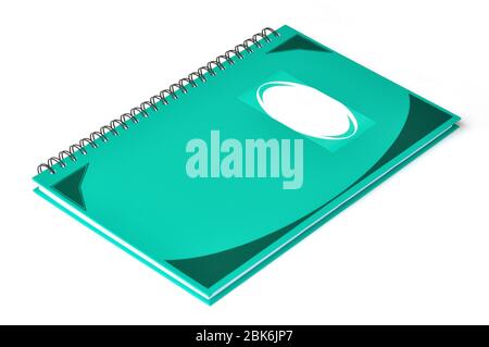 Green rectangular notebook with name lable on cover Stock Photo - Alamy