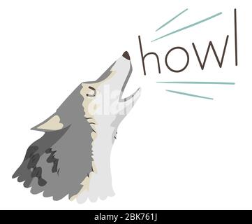 Cartoon Wolf howling Stock Vector Art & Illustration, Vector Image ...