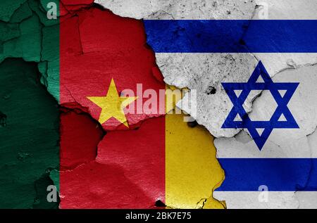 Flags of Cameroon and Israel painted on cracked wall Stock Photo - Alamy
