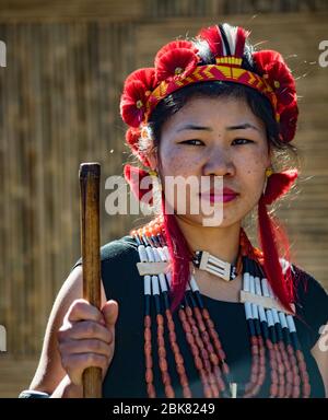 Pochury Naga Tribal Woman in Traditional Costumes. Pochury is one of ...
