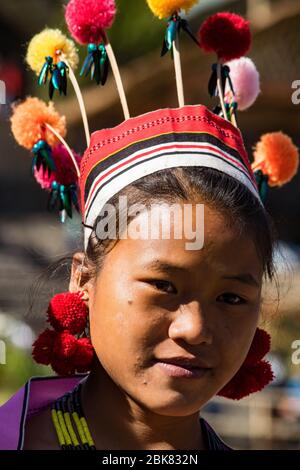 Woman of the Lotha tribe with traditional headdress at the annual ...