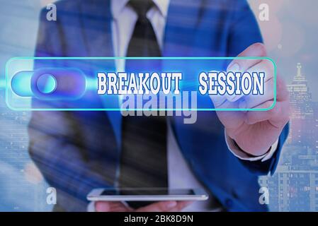 Writing note showing Breakout Session. Business concept for workshop ...