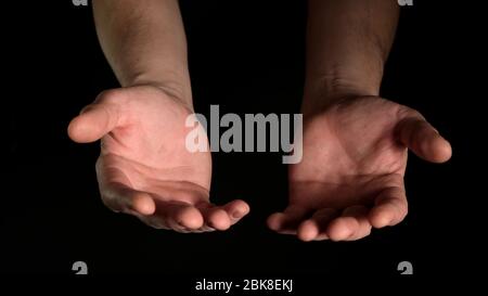 Outstretched empty hands palms up Stock Photo - Alamy