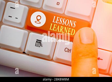 Handwriting text Lessons Learned. Conceptual photo the knowledge or ...