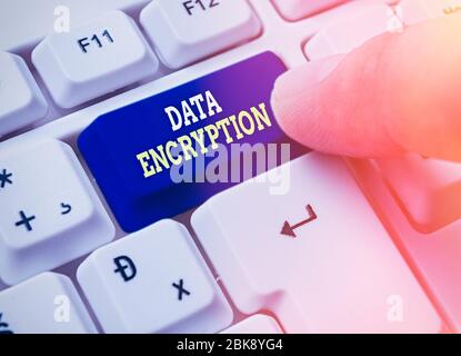Text sign showing Data Encryption. Business photo text Symmetrickey algorithm for the encrypting ...