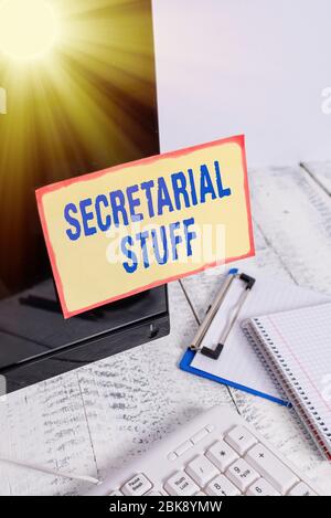 Writing note showing Secretarial Stuff. Business photo showcasing ...