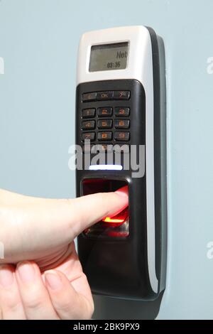 Fingerprint machine server room safety Stock Photo - Alamy