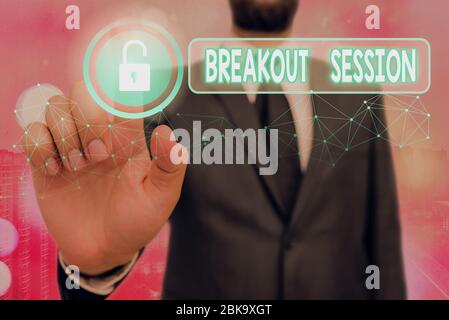 Text sign showing Breakout Session. Conceptual photo workshop ...