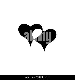 Two unpainted hearts intersecting each other. Happy valentines day and ...