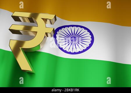 Indian Rupee INR currency sign temple 3D render illustration isolated ...