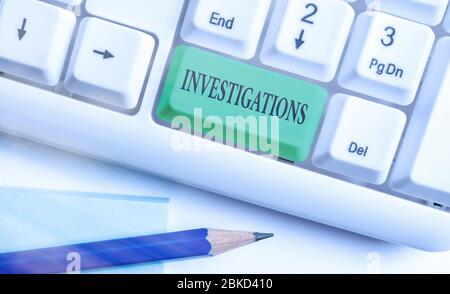 Conceptual hand writing showing Investigations. Business photo text The ...