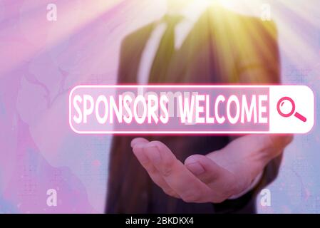 Conceptual hand writing showing Sponsors Welcome. Concept meaning ...