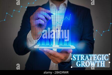 Text sign showing Strategic Growth. Conceptual photo create plan or ...