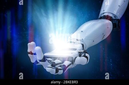 3d rendering robotic hand with hand palm open isolated on white Stock ...