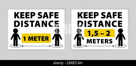 Keep your distance 2 meter. Caution sign. Yellow background. Perfect ...