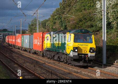 Freightliner GE class 70 diesel locomotive 70016 on the electrified ...