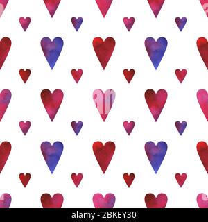 Watercolor valentines seamless hearts pattern for fabrics and textiles ...