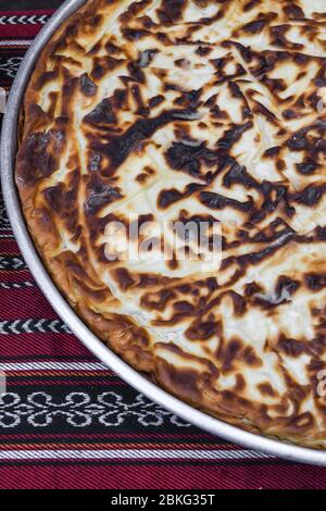 Traditional Turkish cheese pienamed Suborek, Chebureki or Suberek. Meat ...