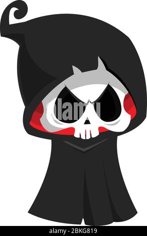 Angry cartoon grim reaper flying. Halloween death character ...