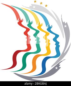 Four Faces - abstract vector illustration. Contemporary art Stock ...