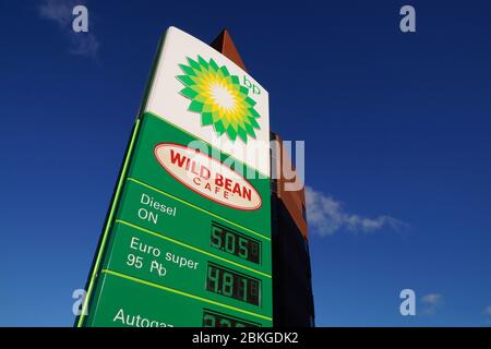 BP Fuel Station Sign and Price board Stock Photo - Alamy