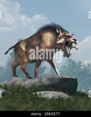 The Entelodon, or hell pig, is an extinct prehistoric pig or boar-like ...