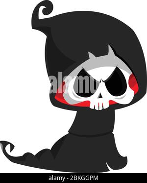 Ominous cartoon grim reaper. Halloween death character illustration ...