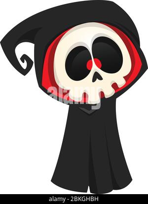 Angry cartoon grim reaper flying. Halloween death character ...