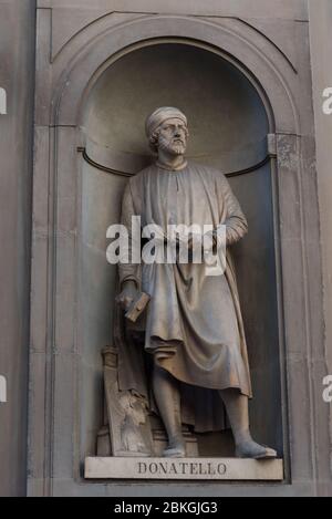 Statue of Donatello, Uffizi art museum, Galleria degli Uffici, Florence ...