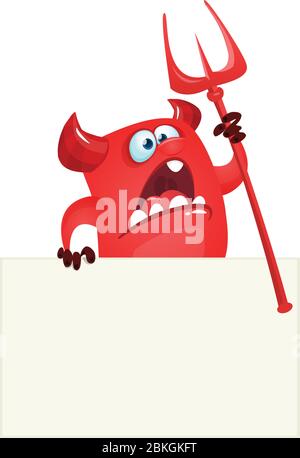 Vector illustration of a cute devil with contract. Devil contract is on ...