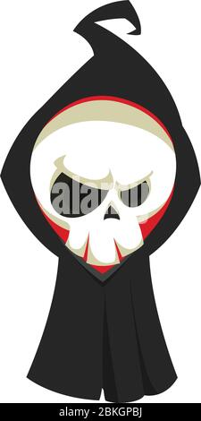 Angry cartoon grim reaper flying. Halloween death character ...