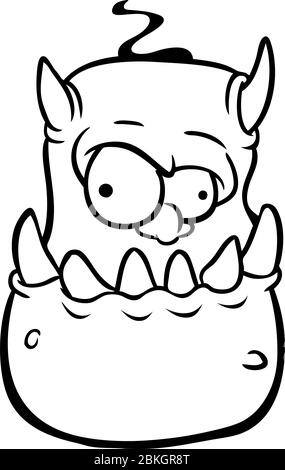 Angry cartoon monster character outlines. Coloring book. Halloween ...