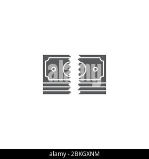 Tearing money banknote vector icon symbol isolated on white background ...