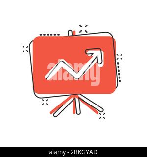 Growth diagram icon in comic style. Finance chart cartoon vector ...