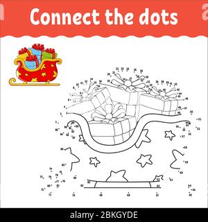 Dot to Dot Christmas Santa Sleigh Coloring Page Stock Vector Image ...