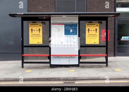 Empty Bus Stop outside Lewisham Station, Loampit Vale, during the COVID ...