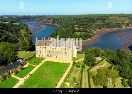 France, Cotes d'Armor, Trieux river, Lézardrieux, the port (aerial view ...