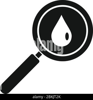 Blood drop under magnifier icon. Flat illustration of blood drop under ...
