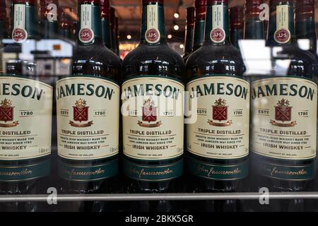Display of Jameson Whiskey Bottles in the shape of a Christmas tree at ...