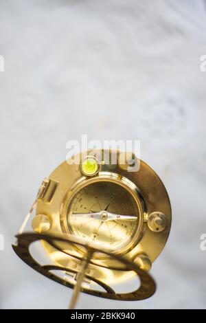 OLD COMPASS WITH SUN CLOCK FOR NAVAL ORIENTATION FOR CAPTAIN Stock ...
