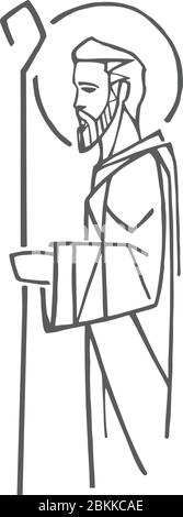 Digital vector illustration or drawing of Saint Joseph with baby Jesus ...