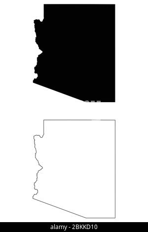 Arizona map outline U.S. state vector illustration Stock Vector Image ...