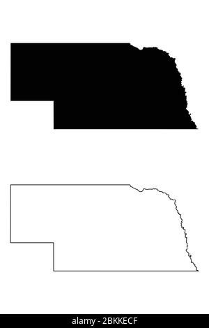 Nebraska US state outline map with the handwritten HOME word ...