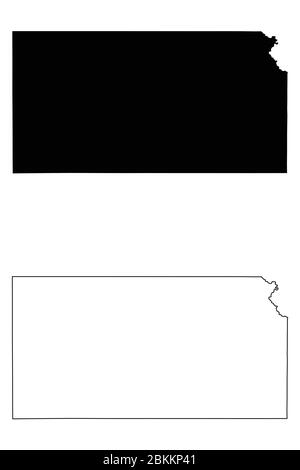 Simple outline map of Kansas is a state of United States. Stylized ...