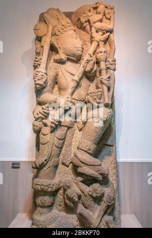 Shiva killing demon Andhaka, 12th century, sculpture, Sarnath Museum ...