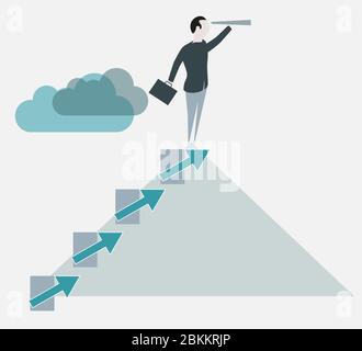 People looking to the future, flat vector illustration. Future vision ...