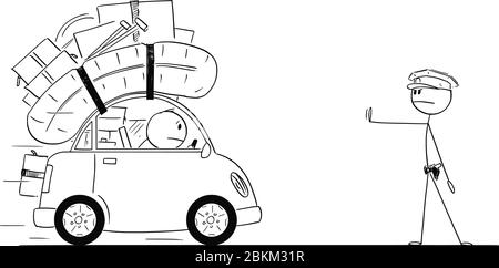 Cartoon vector stickman policeman police officer with large semi ...