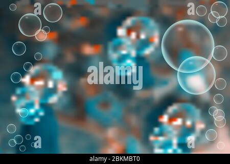 Realistic water bubbles with reflection on transparent background. Underwater bubbles. Fizzing ...