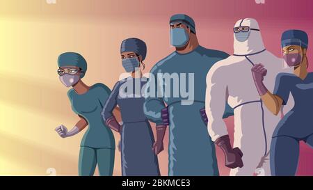 Medical heroes team. Superhero doctors, emergency worker and nurse ...
